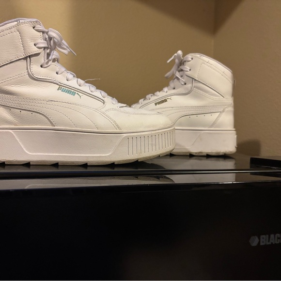 Puma | Shoes | Puma White Hightop Sneakers With Ankle Strap | Poshmark